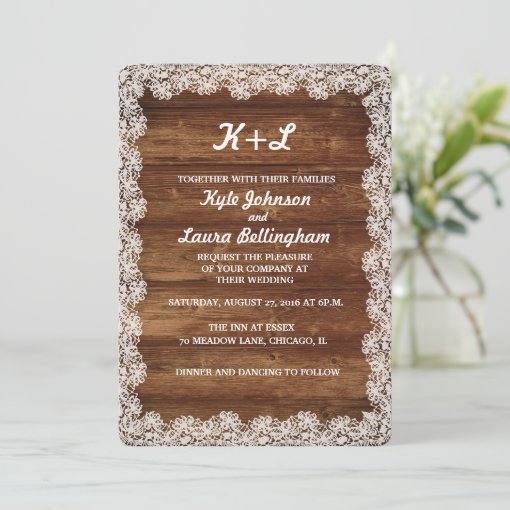 RUSTIC LACE WEDDING INVITATION | Zazzle