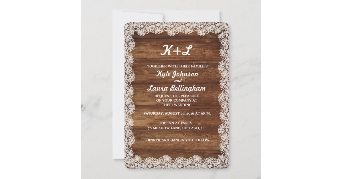 RUSTIC LACE WEDDING INVITATION | Zazzle