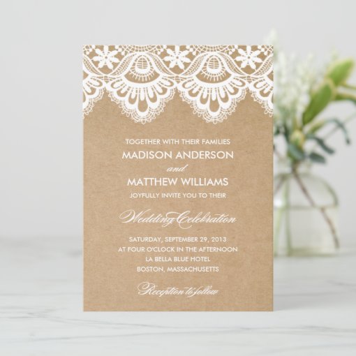RUSTIC LACE | WEDDING INVITATION | Zazzle