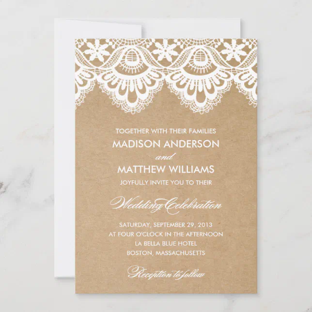 RUSTIC LACE | WEDDING INVITATION | Zazzle