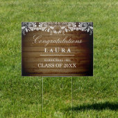 Rustic Lace Wood Grad Graduation Party Yard Sign | Zazzle