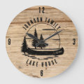 Rustic Lake House Custom Family Name Large Clock | Zazzle