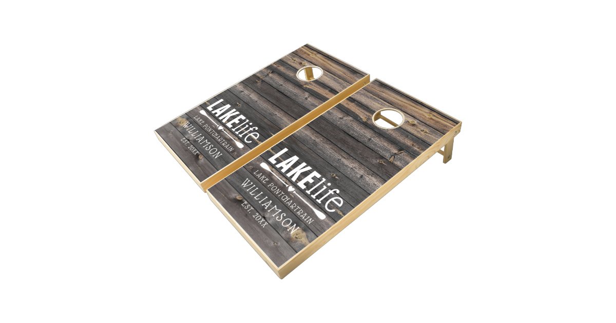 Rustic Lake Life Paddles Cornhole Set | Zazzle
