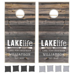 Rustic Lake Life Paddles Cornhole Set | Zazzle