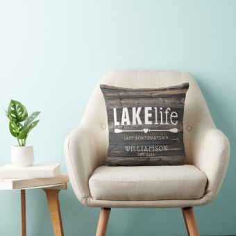 Rustic Lake Life Paddles Throw Pillow | Zazzle