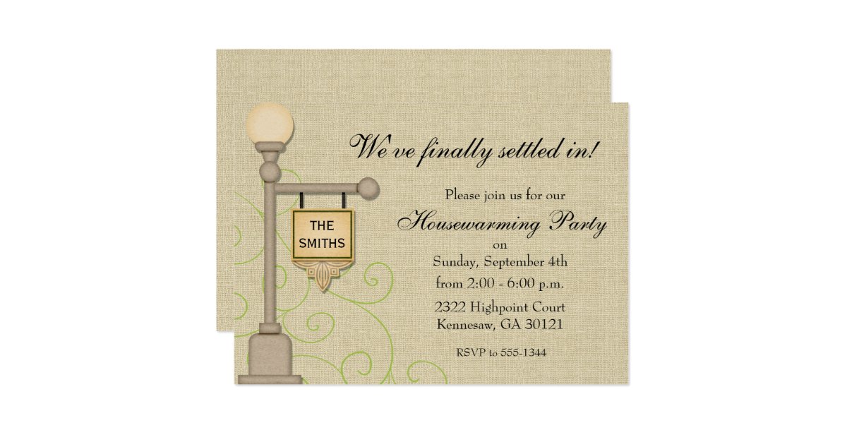 Rustic Lamp Post Housewarming Invitation | Zazzle.com