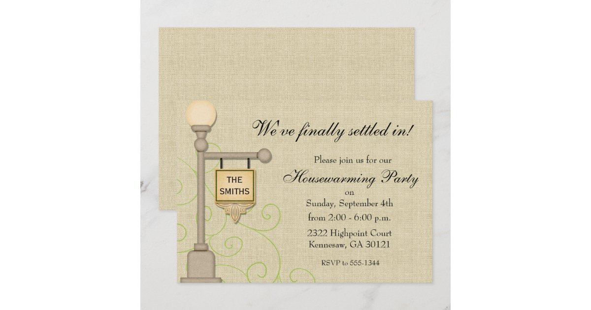 Rustic Lamp Post Housewarming Invitation | Zazzle