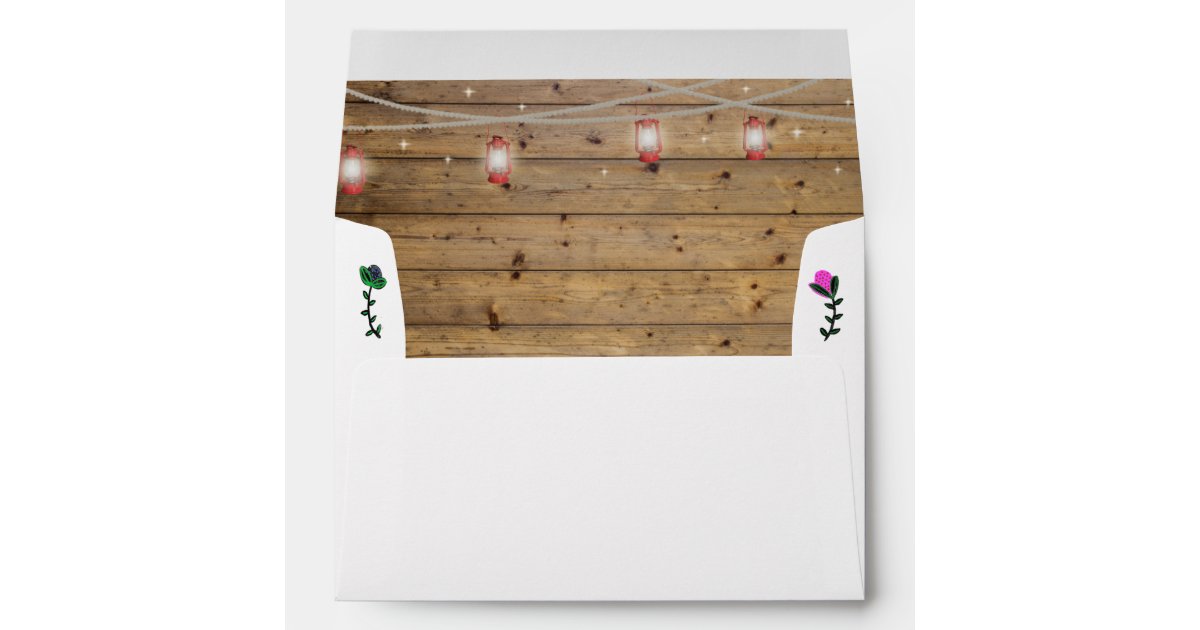Rustic Lantern Lights on Wood Envelopes | Zazzle