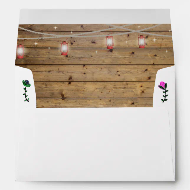 Rustic Lantern Lights on Wood Envelopes | Zazzle