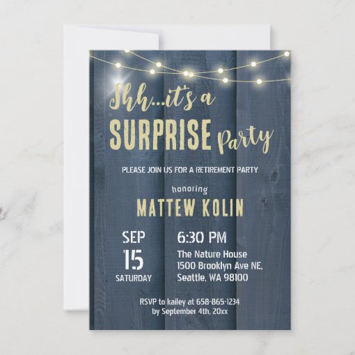 Rustic Lantern Photo Retirement Surprise Party Invitation | Zazzle