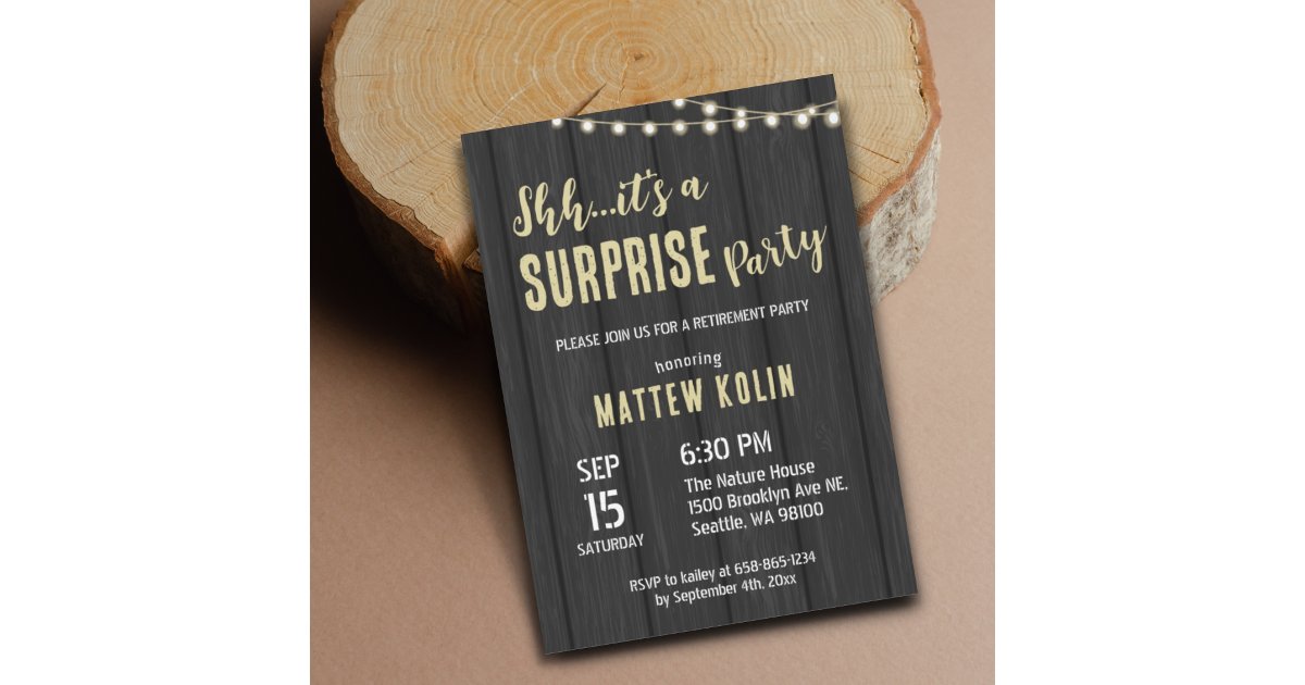 Rustic Lantern Photo Retirement Surprise Party Invitation | Zazzle