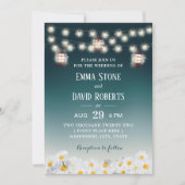 Rustic Lanterns & Daisy Flowers Teal Ombre Wedding Invitation | Zazzle