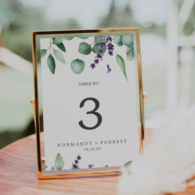 Rustic Lavender and Eucalyptus Table Number | Zazzle