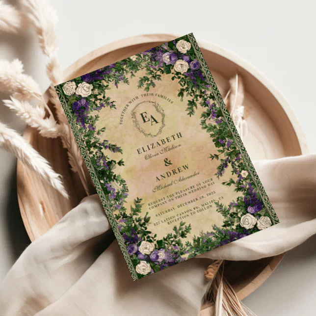 Rustic Lavender and Ivy Wedding Invitation | Zazzle