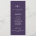 Rustic Lavender Coordinate Plum Wedding Dinner Menu | Zazzle