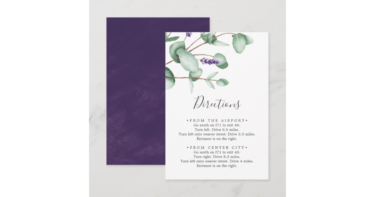 Rustic Lavender Directions Enclosure Card | Zazzle