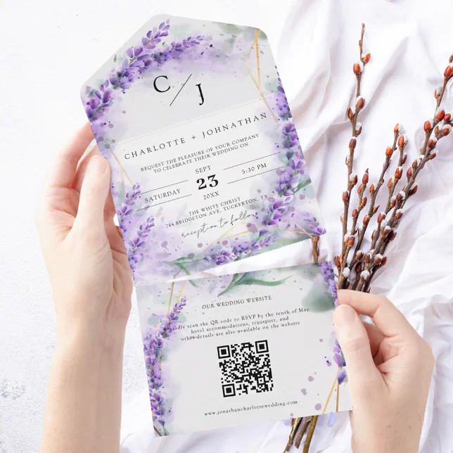 Rustic Lavender Elegant Seal and Send Wedding All In One Invitation ...