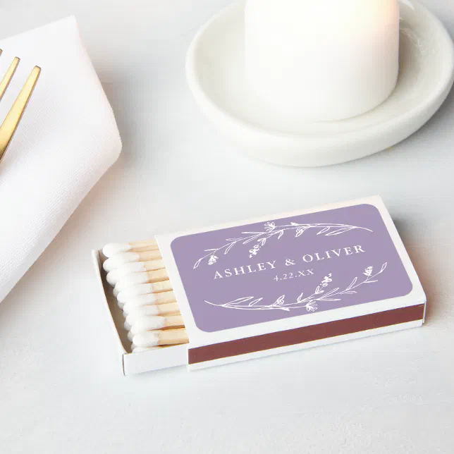Rustic Lavender Floral Wildflower Wedding Favor Matchboxes | Zazzle