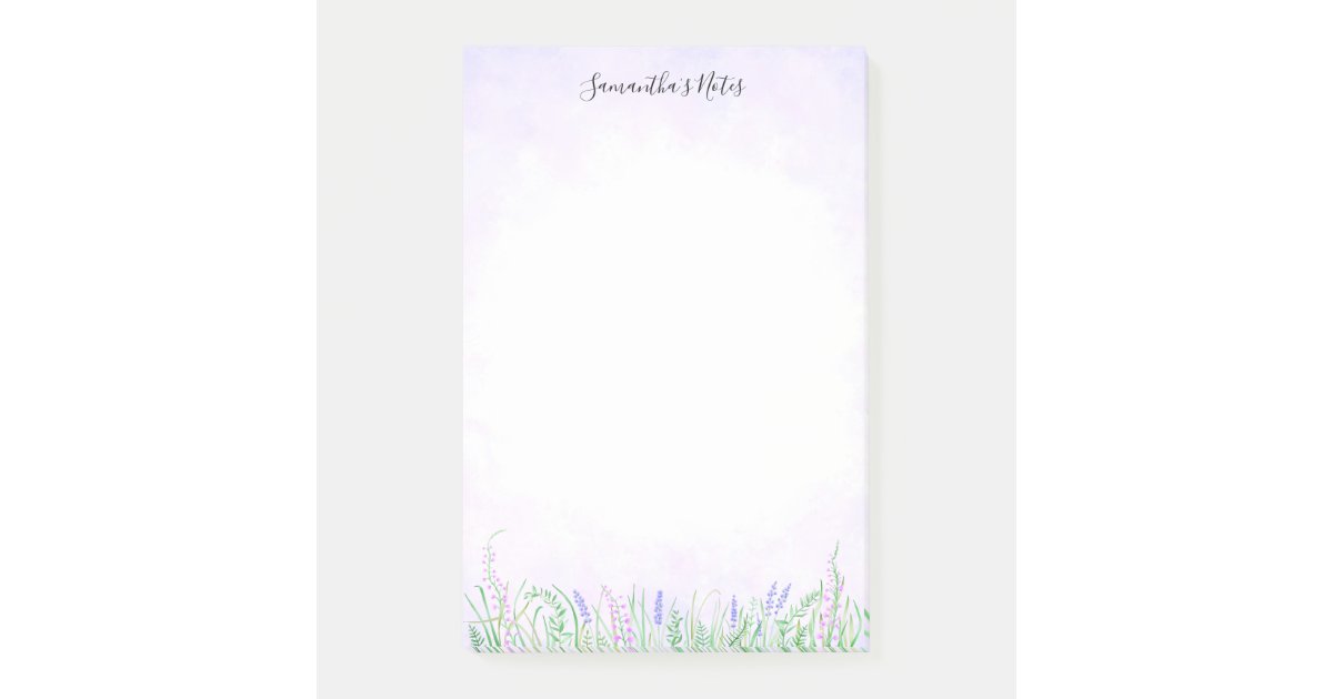 Rustic Lavender Grass Greenery Spring Vibes Floral Post-it Notes | Zazzle