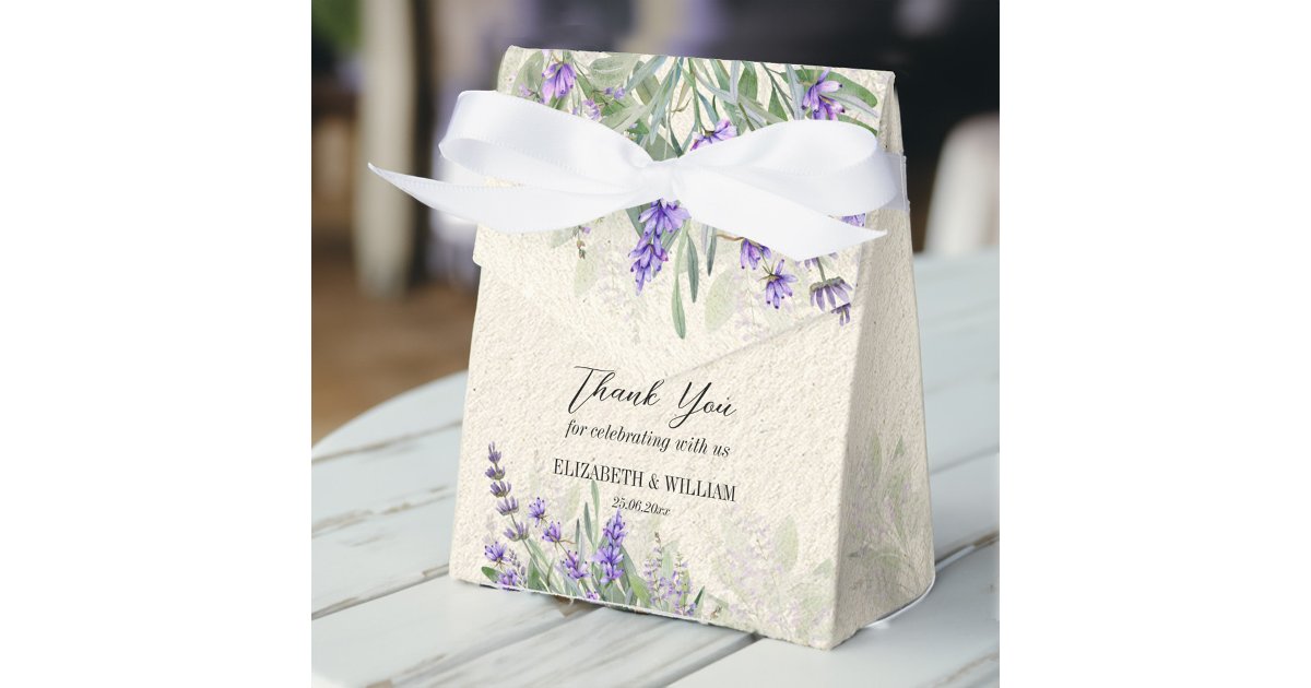 Rustic lavender personalized favor boxes | Zazzle