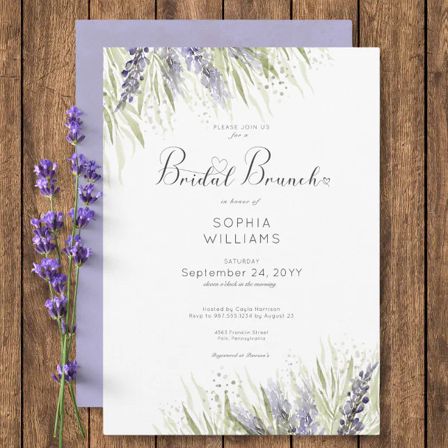 Rustic Lavender & Sage Bridal Brunch Invitation | Zazzle