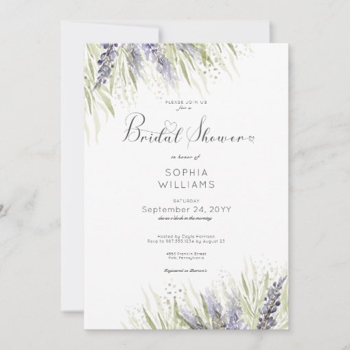 Rustic Lavender & Sage Bridal Shower Invitation | Zazzle