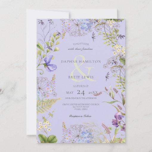 Rustic Lavender & Sage Wildflowers Lavender Invitation | Zazzle
