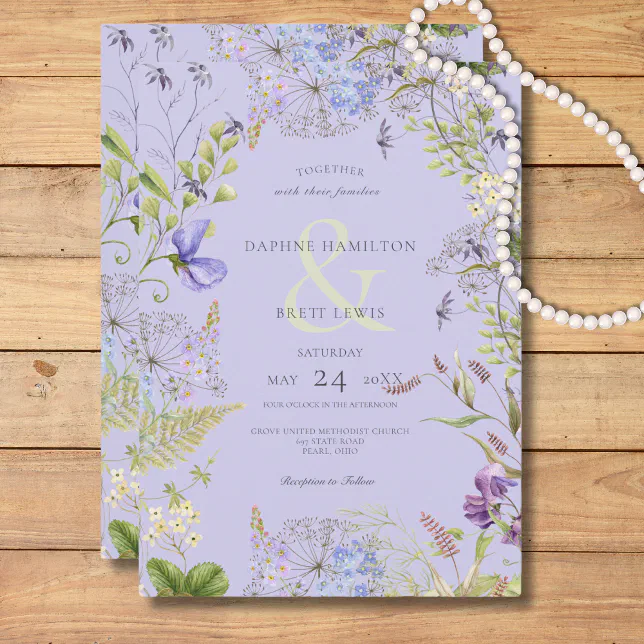 Rustic Lavender & Sage Wildflowers Lavender Invitation | Zazzle
