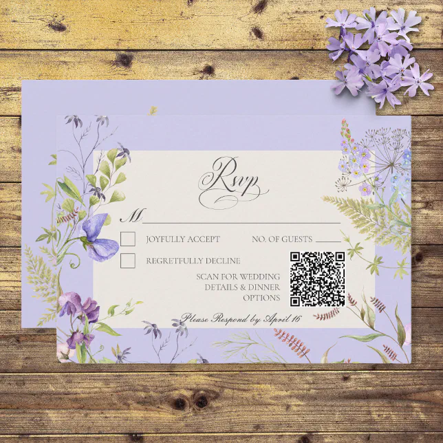 Rustic Lavender & Sage Wildflowers Lavender RSVP Card | Zazzle