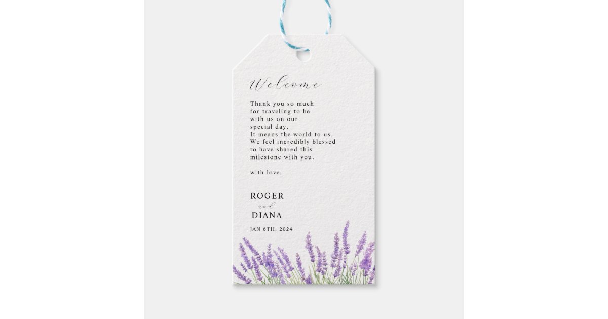 Rustic Lavender Wedding Favor Gift Tags | Zazzle