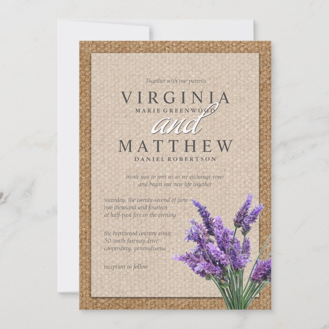 RUSTIC LAVENDER WEDDING INVITATION | Zazzle