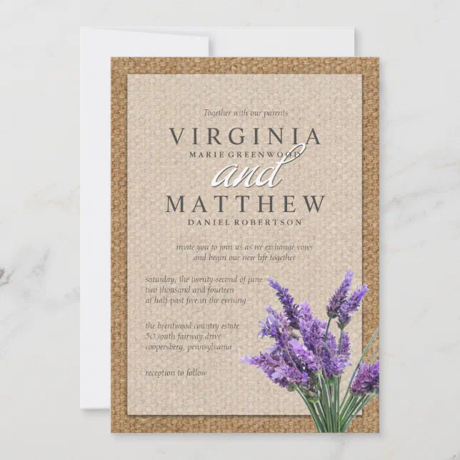 RUSTIC LAVENDER WEDDING INVITATION | Zazzle