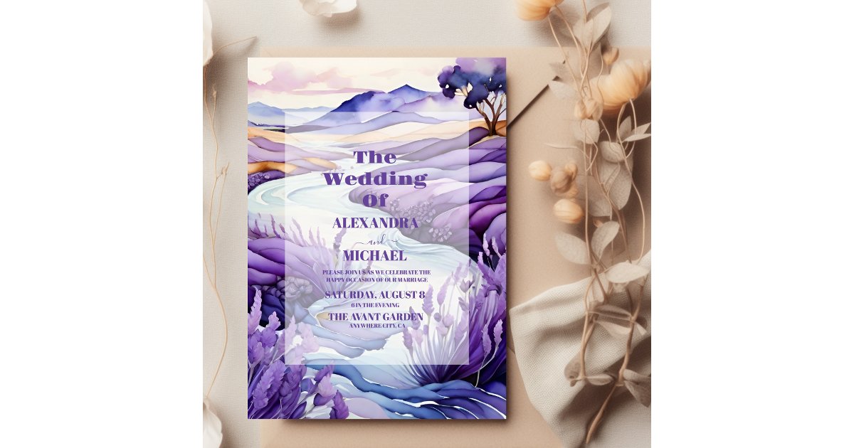 Rustic Lavender Wedding Invitation | Zazzle