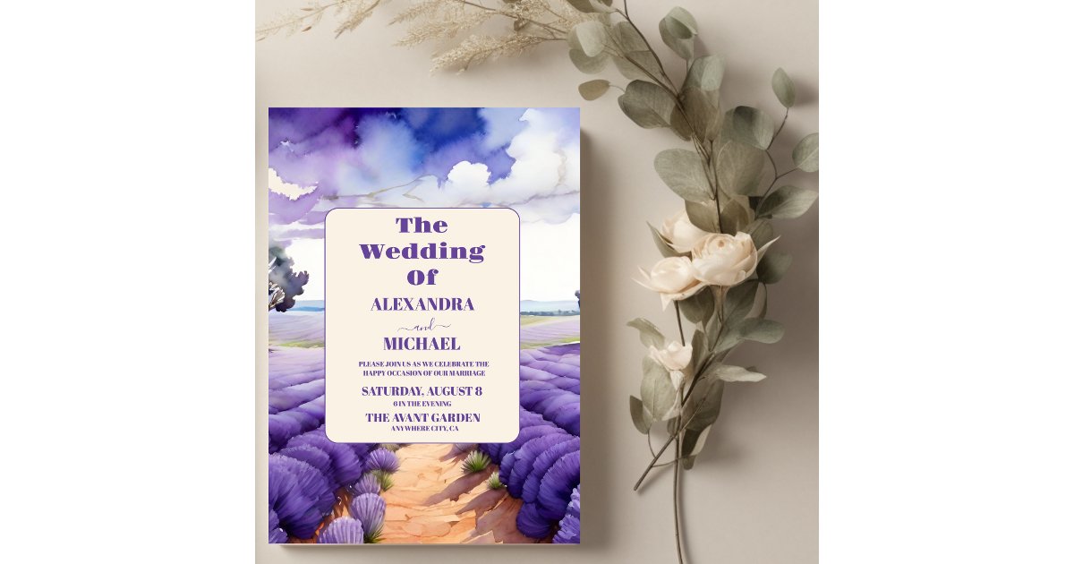 Rustic Lavender Wedding Invitation | Zazzle