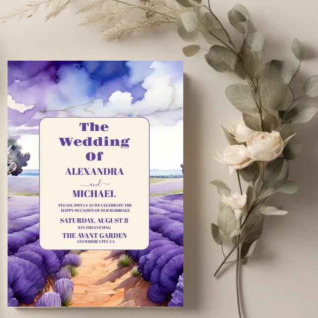 Rustic Lavender Wedding Invitation | Zazzle