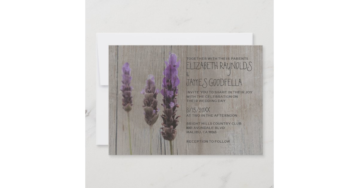 Rustic Lavender Wedding Invitations | Zazzle