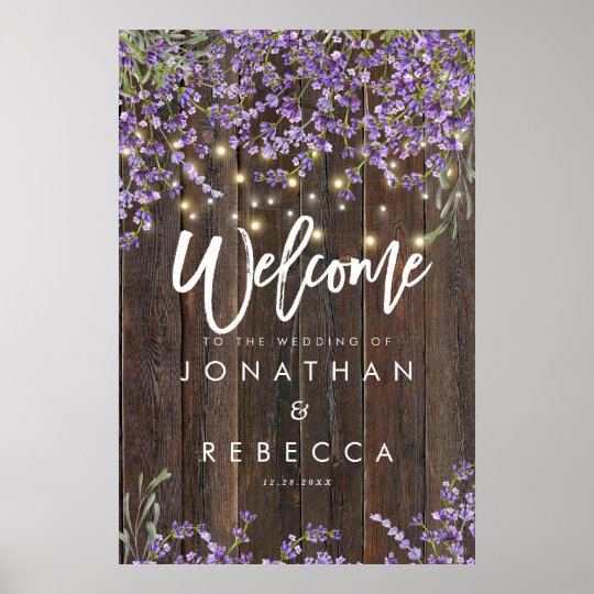 rustic lavender wedding welcome sign poster | Zazzle.com