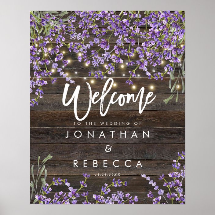 rustic lavender wedding welcome sign poster | Zazzle.com