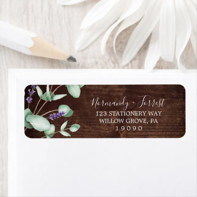 Rustic Lavender | Wooden Return Address Label | Zazzle