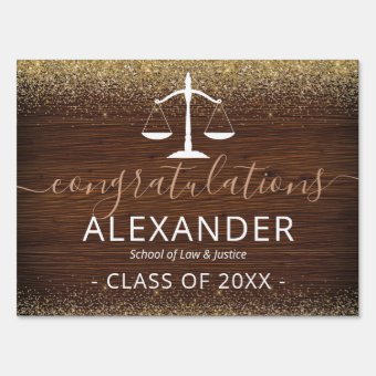 Rustic Law School Graduation Yard Sign | Zazzle