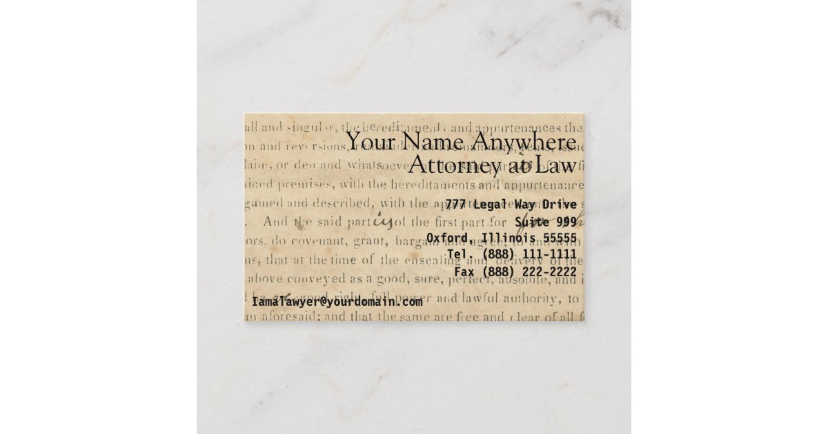 Rustic Lawyer Card 1860's Legal Document Ephemera | Zazzle