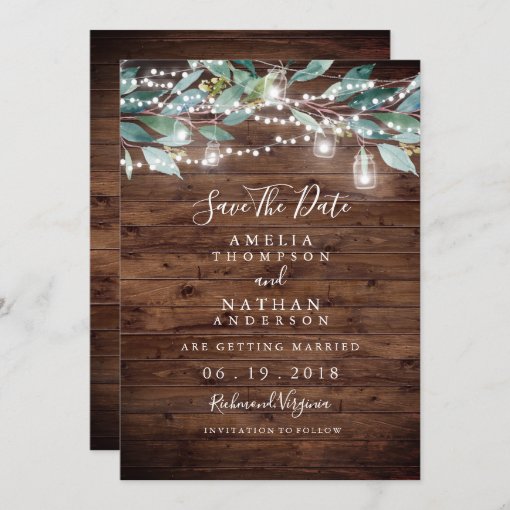 Rustic Leaf String Lights Save The Date | Zazzle