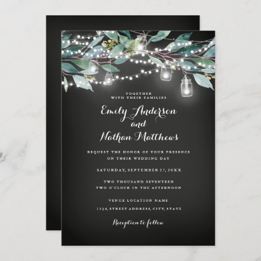 Rustic Leaf String lights Wedding Invitation | Zazzle