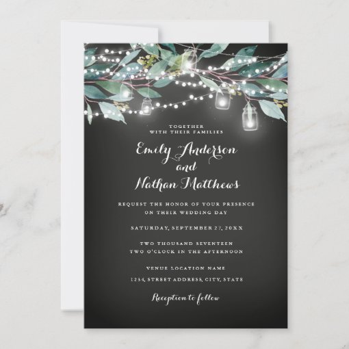 Rustic Leaf String lights Wedding Invitation | Zazzle