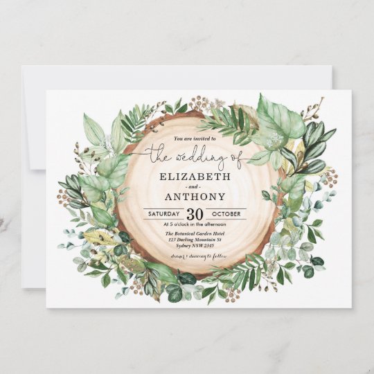 Rustic Leafy Greenery Watercolor Forest Wedding Invitation | Zazzle.com