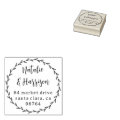 Rustic Leaves Country Wreath Wedding Address Rubber Stamp | Zazzle