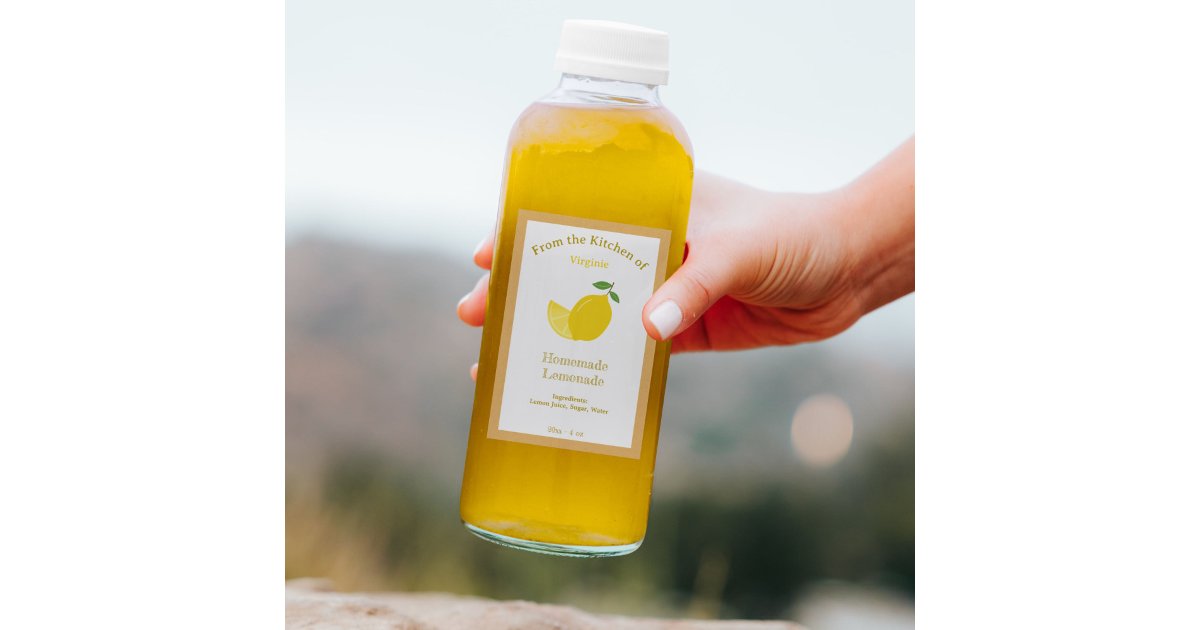 Rustic Lemon & Lemonade Bottle Label Sticker | Zazzle