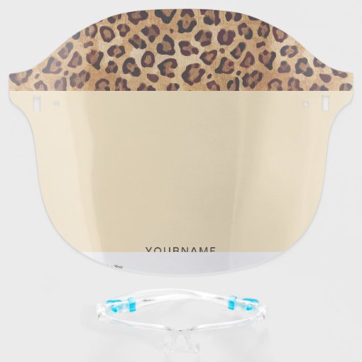 Rustic Leopard Print Spots Color Therapy Name Face Shield | Zazzle