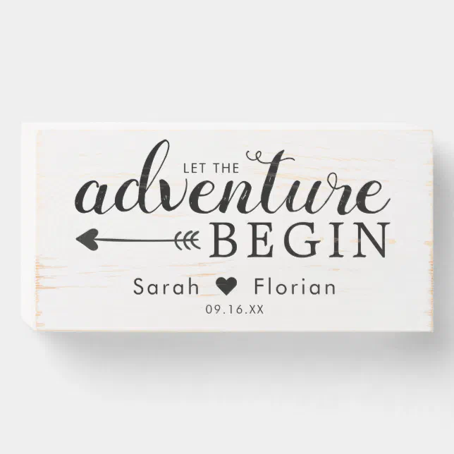 Rustic Let The Adventure Begin Wedding Keepsake Wooden Box Sign | Zazzle