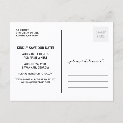 Rustic Lettering Overlay Photo Save the Date Announcement Postcard | Zazzle